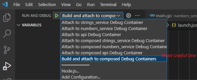 GO: Debugging Each Service While It Is Running In Its Own Docker Container